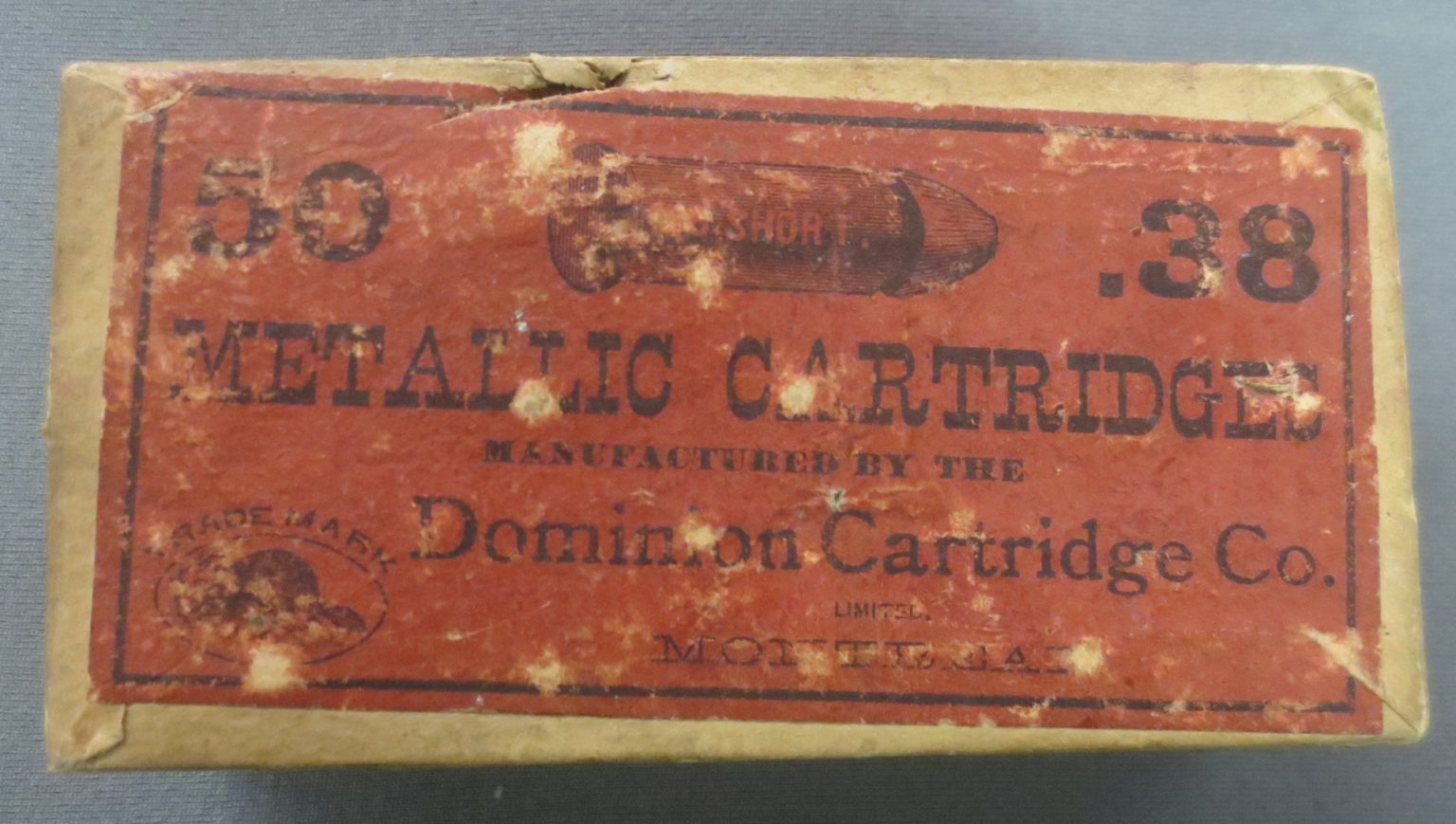 C5. .38 rimfire, box of 50, Dominion Cartridge Company - Civil War Antiques