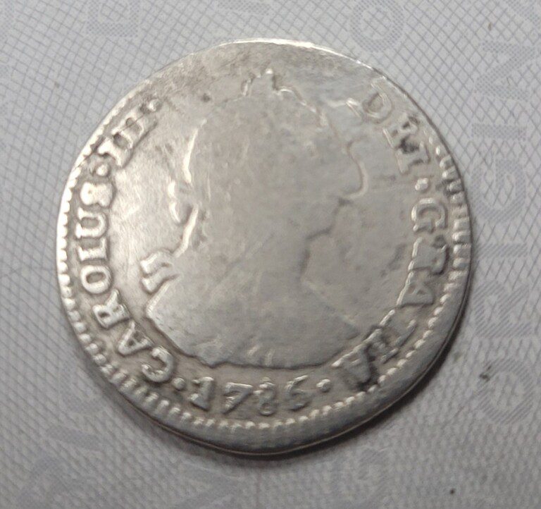 Colonial Rev War era 1786 dated silver Reale coin found Fredericksburg Virginia - Civil War Antiques