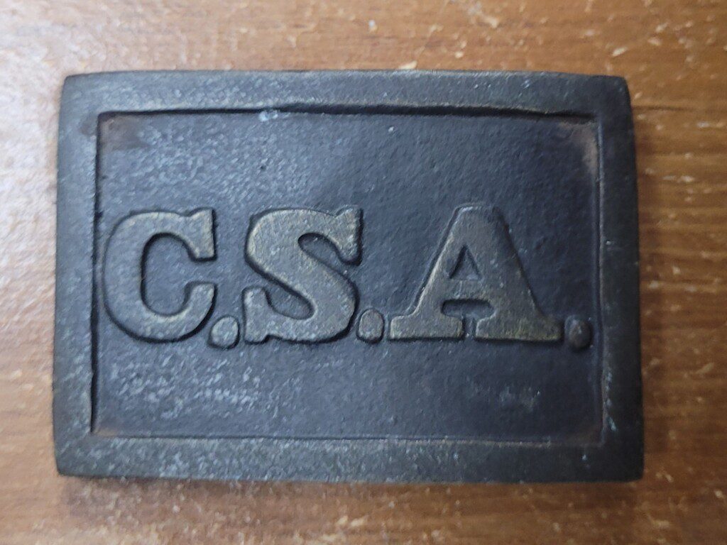 Fine Civil War Confederate rectangle CSA belt buckle, near MINT Atlanta ...